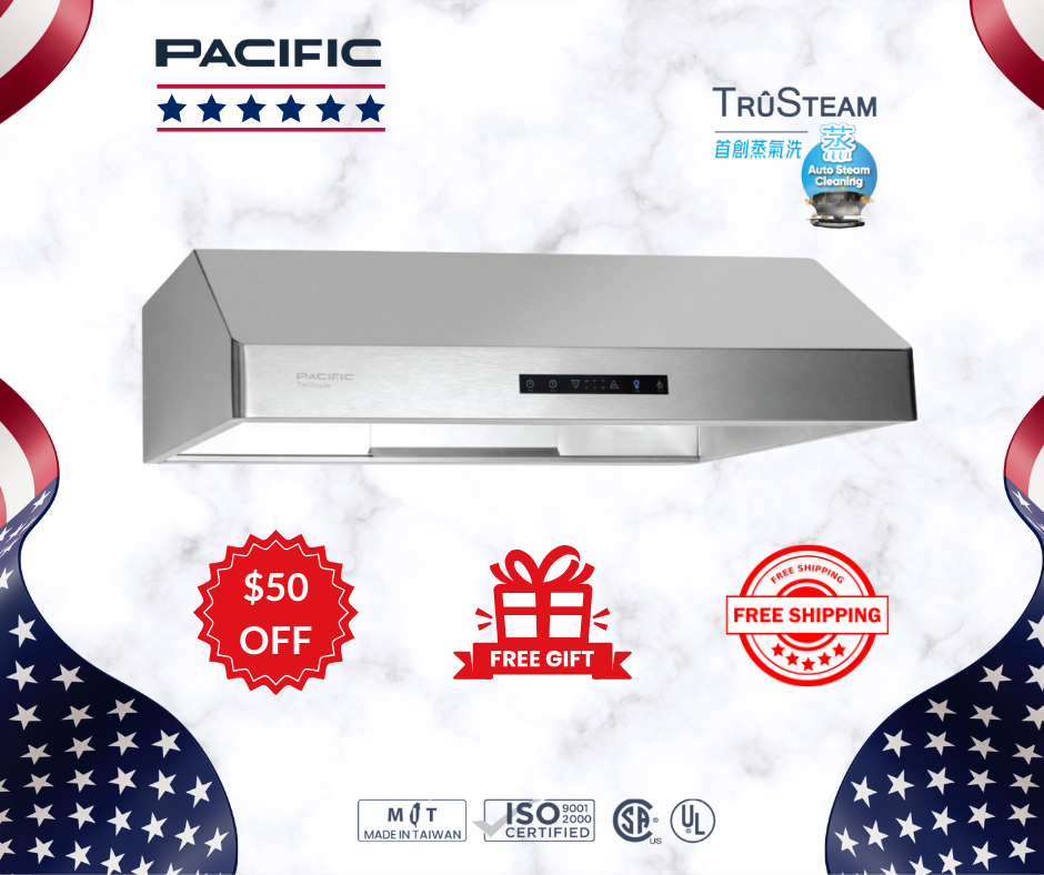 Pacific Under Cabinet Stove Hood | Self Clean & Easy to Clean